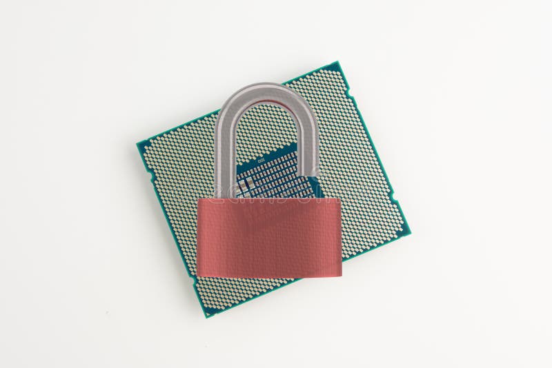 Computer Processor Chip with Unlocked Padlock Stock Image - Image of ...