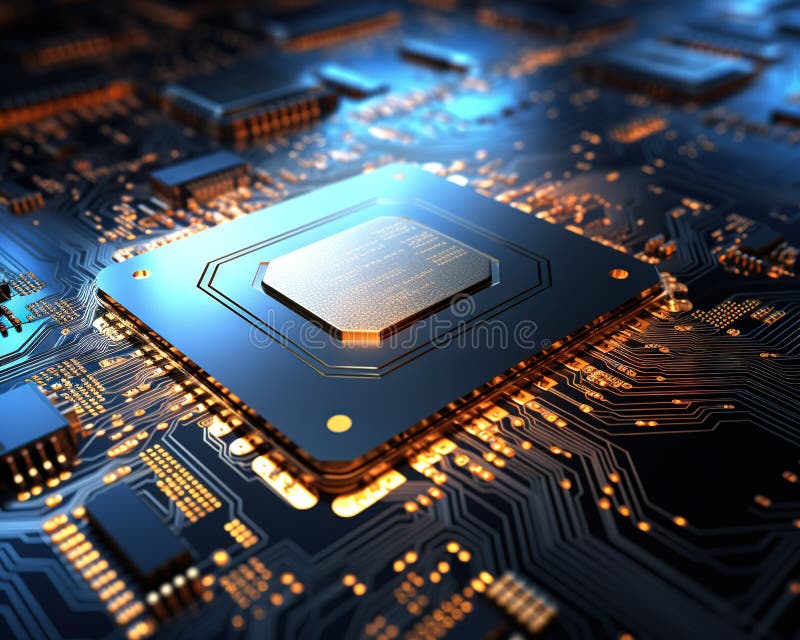 Computer Processor and Circuit Board Chips Inside the Computer. Stock ...