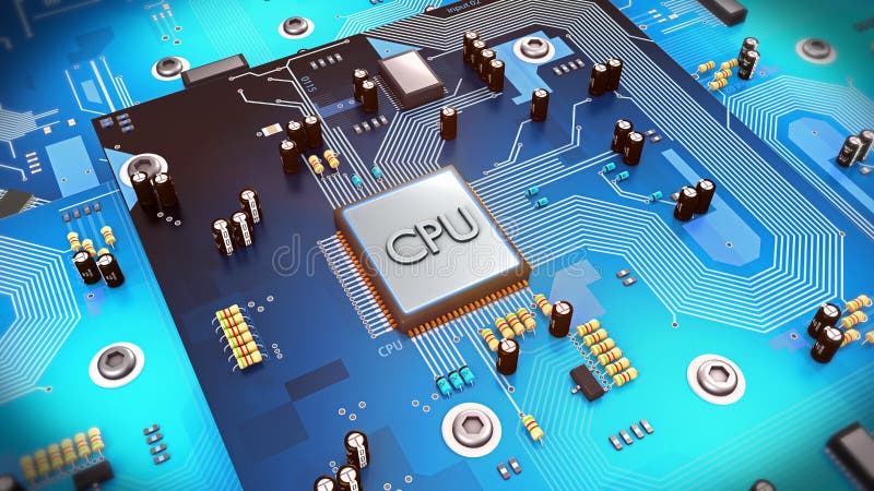 Computer Processor on Circuit Board Stock Illustration - Illustration ...