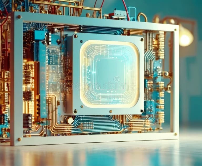 Computer Processor with Circuit Inside Stock Illustration ...