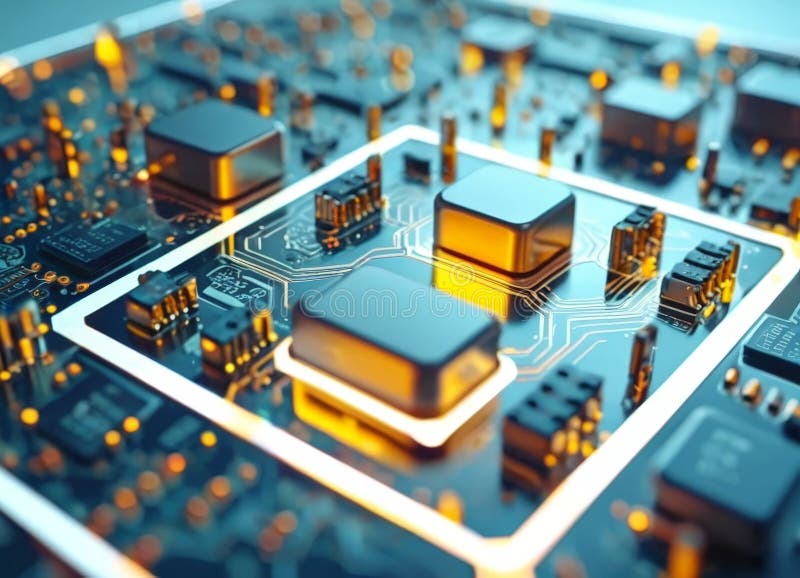 Computer Processor with Circuit in the Middle Stock Illustration ...