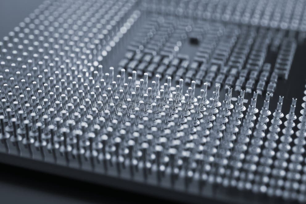 Computer Processor Close Up. Dark Gray Tinted Background or Backdrop ...