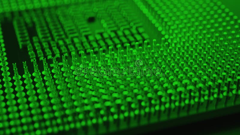 Computer Processor Close Up. Dark Green Tinted Background or Backdrop ...