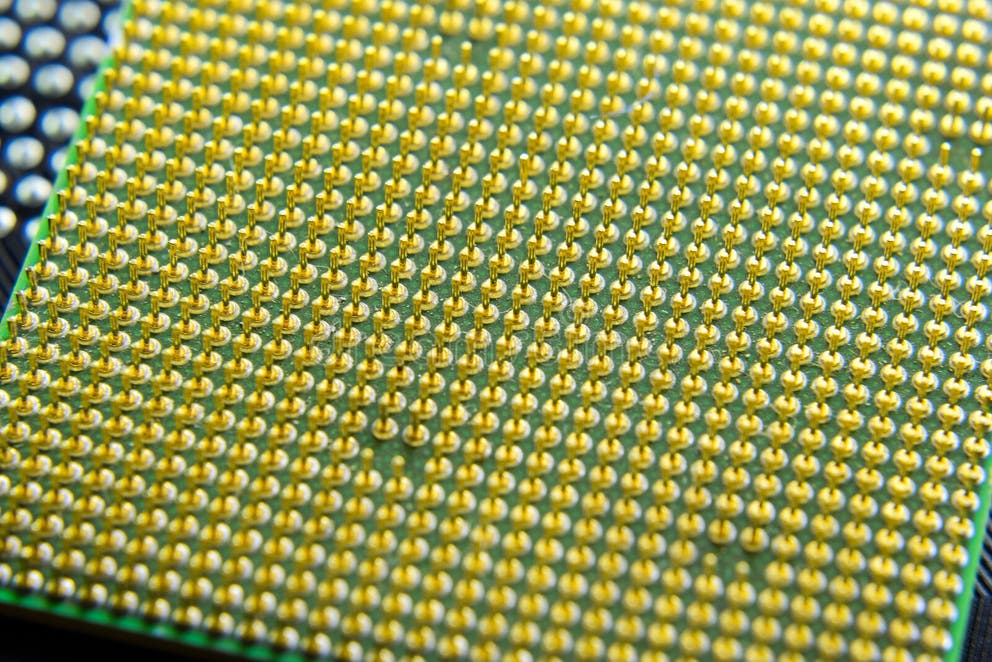 Computer Processor, Contact Feet. Electronic Board with Electrical ...