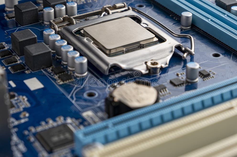 Computer Processor CPU Chip on the Motherboard. Stock Image - Image of ...