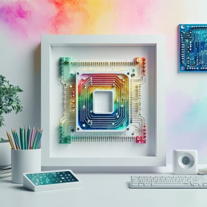 Computer Processor with Cpu Inside and Keyboard in the Background Stock ...