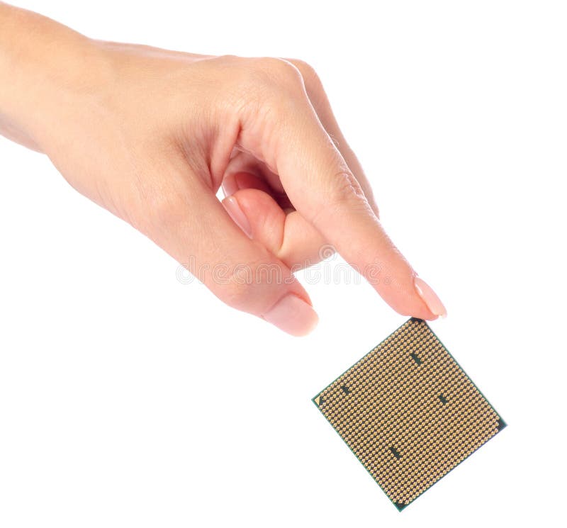 Computer Processor Electronic in Hand Stock Image - Image of circuit ...