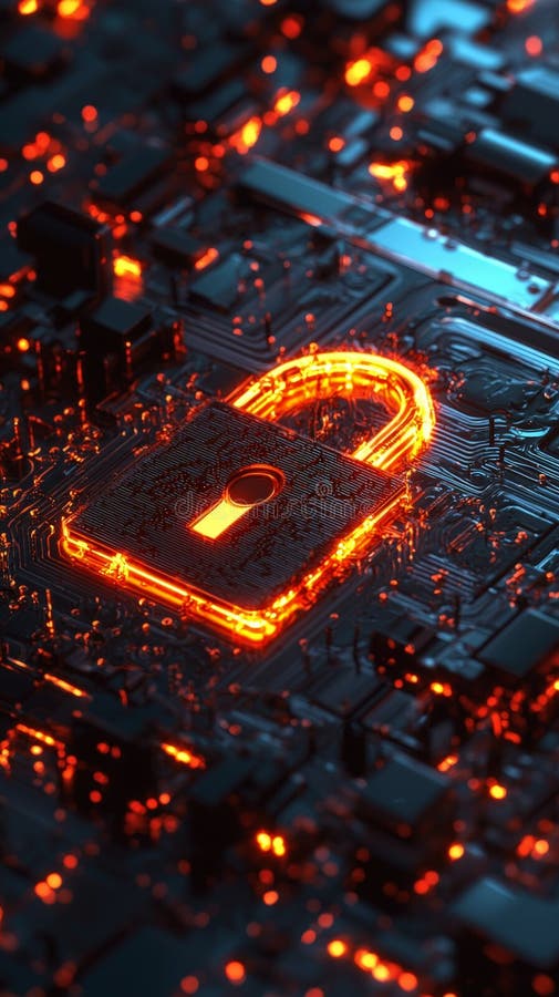 Computer Processor with Glowing Orange Light Showcasing Technology and ...