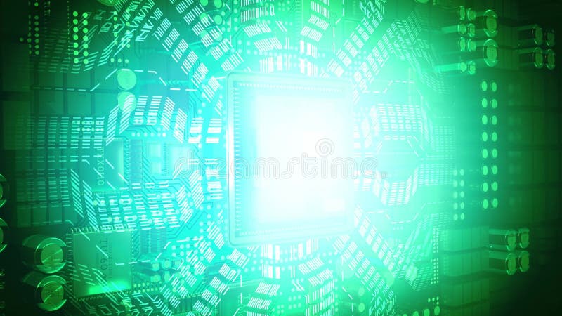 Computer Processor in Green Color Palette Stock Video - Video of ...