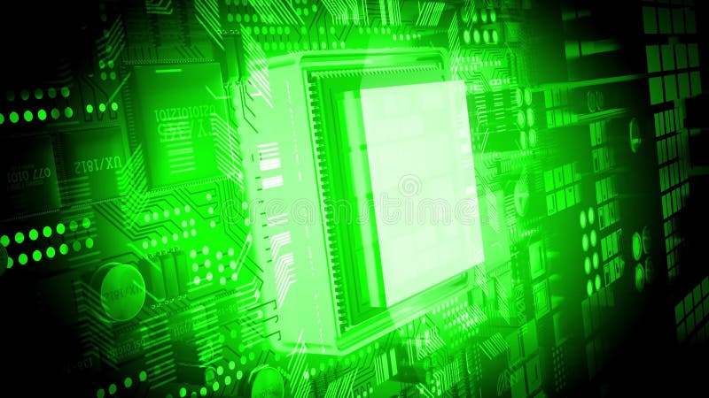 Computer Processor in Green Color Palette Stock Video - Video of ...