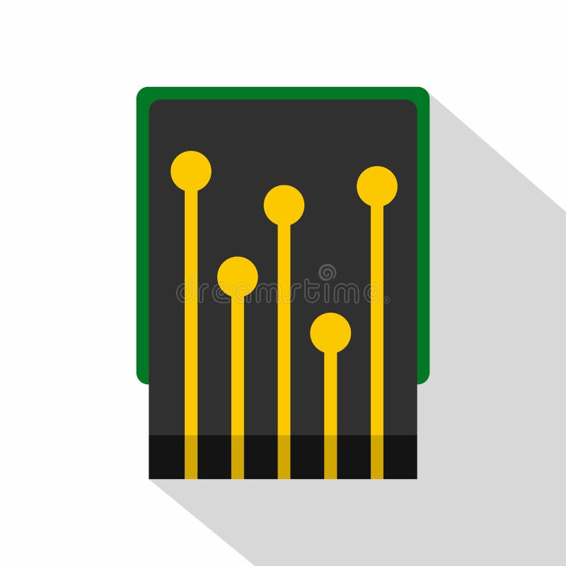 Computer Processor Icon, Flat Style Stock Vector - Illustration of ...