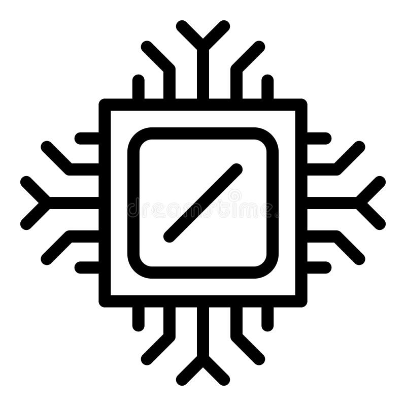 Computer Processor Icon, Outline Style Stock Vector - Illustration of ...