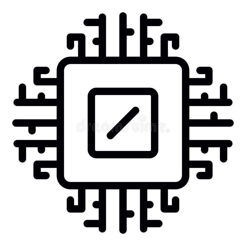 Computer Processor Icon, Outline Style Stock Vector - Illustration of ...