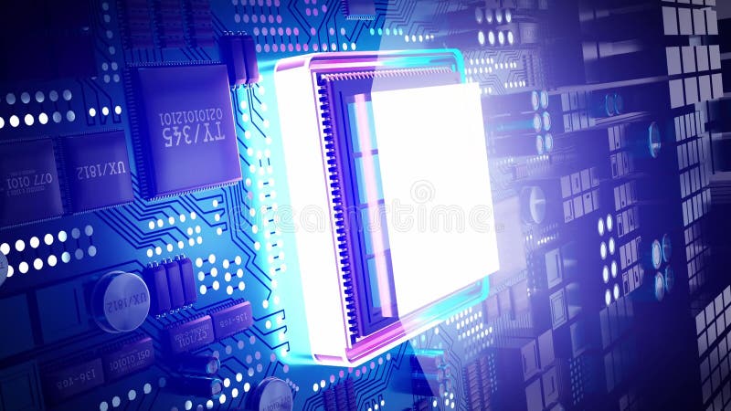Computer Processor and Light Rays Stock Footage - Video of machine ...