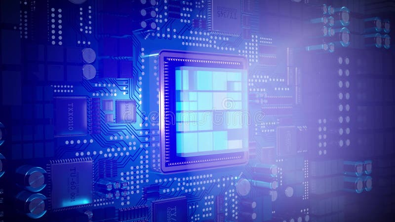 Computer Processor and Light Rays Stock Footage - Video of circuit ...