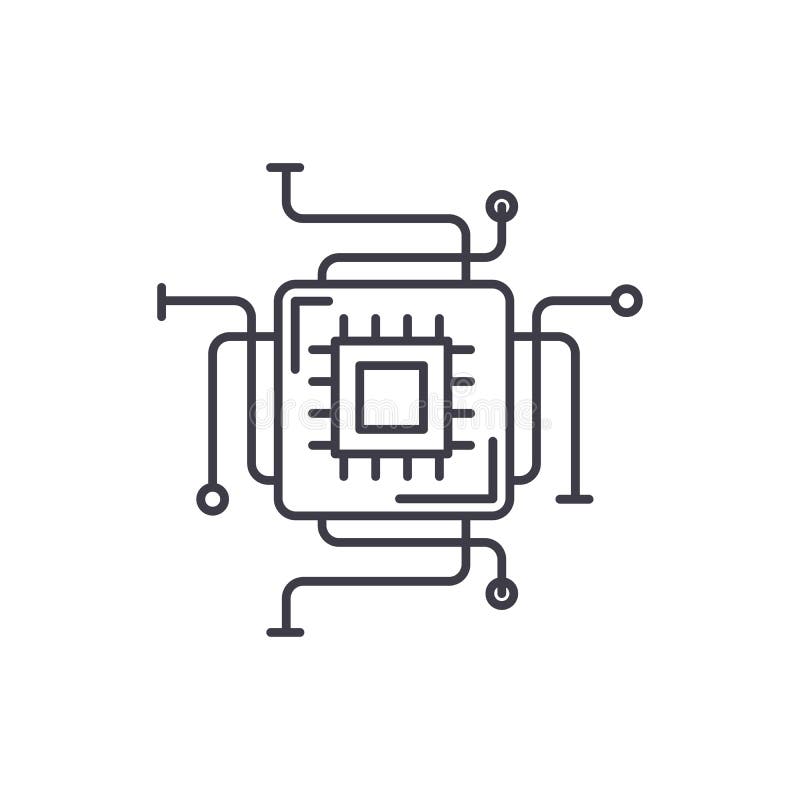 Computer Processor Line Icon Concept Computer Processor Vector Linear Illustration Symbol