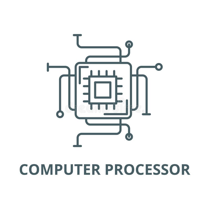 Computer Processor Line Icon, Vector. Computer Processor Outline Sign ...