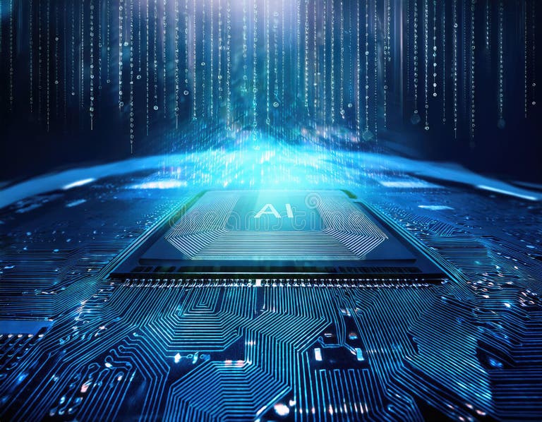 Computer Processor Microchip with the Word AI. Generated with AI Stock ...