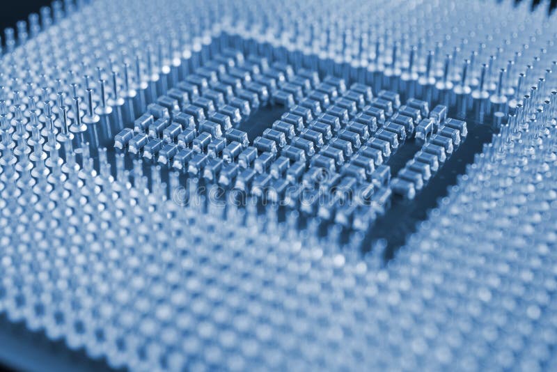 Computer Processor Close Up. Dark Gray Tinted Background or Backdrop ...