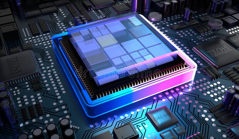 Computer Processor and Motherboard Stock Illustration - Illustration of ...