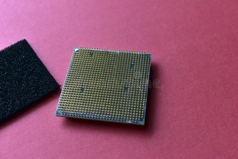 Computer Processor on an Orange Background on Both Sides Stock Photo ...