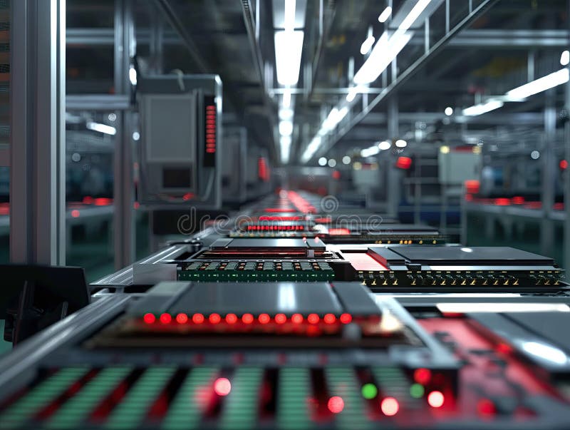 Computer Processor Production Line Stock Illustration - Illustration of ...