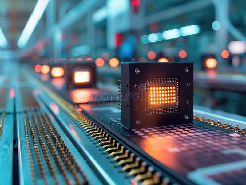 Computer Processor Production Line Stock Illustration - Illustration of ...