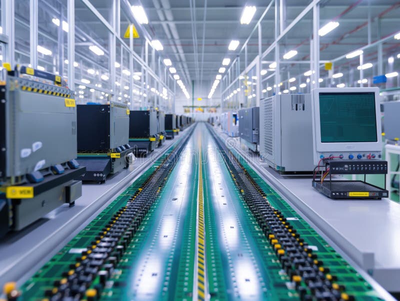 Computer Processor Production Line Stock Illustration - Illustration of ...