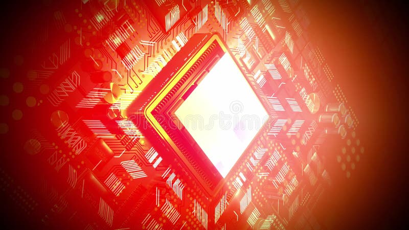 Computer Processor in Red Color Palette Stock Video - Video of machine ...