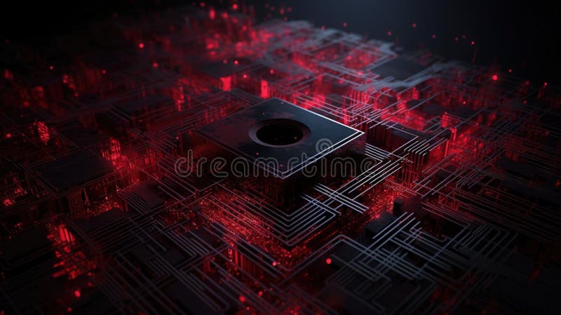 A Computer Processor with a Red Light on Top of it Stock Illustration ...