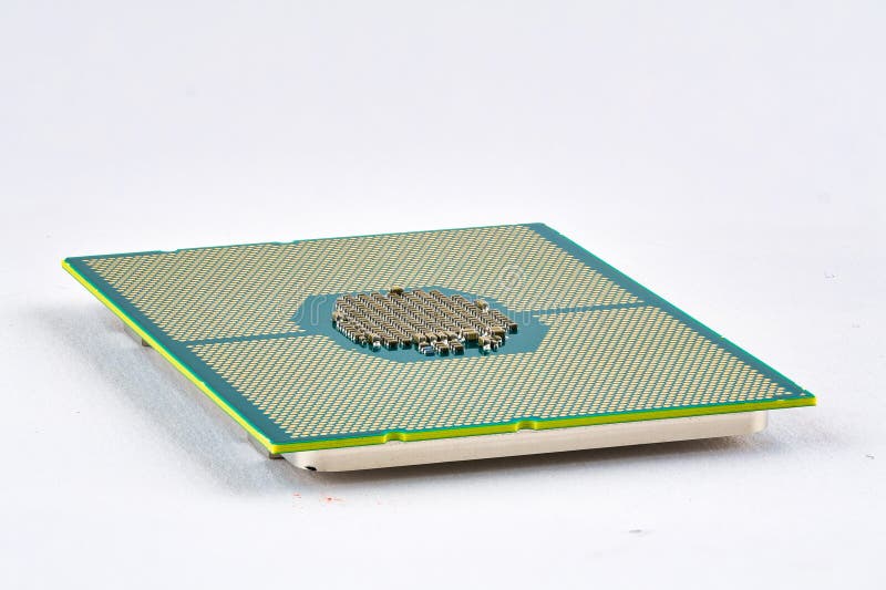 Computer Processor Showing Pin Connections and Components Stock Image ...