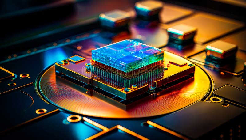 Computer Processor Sitting on Top of Table. Generative AI Stock ...