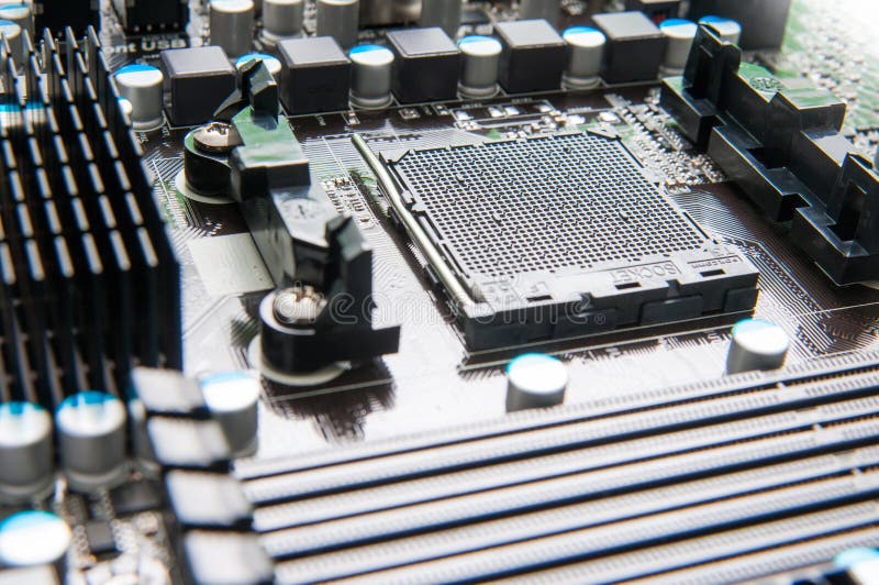 Cpu Processor Socket Pins on Motherboard Stock Photo - Image of close ...
