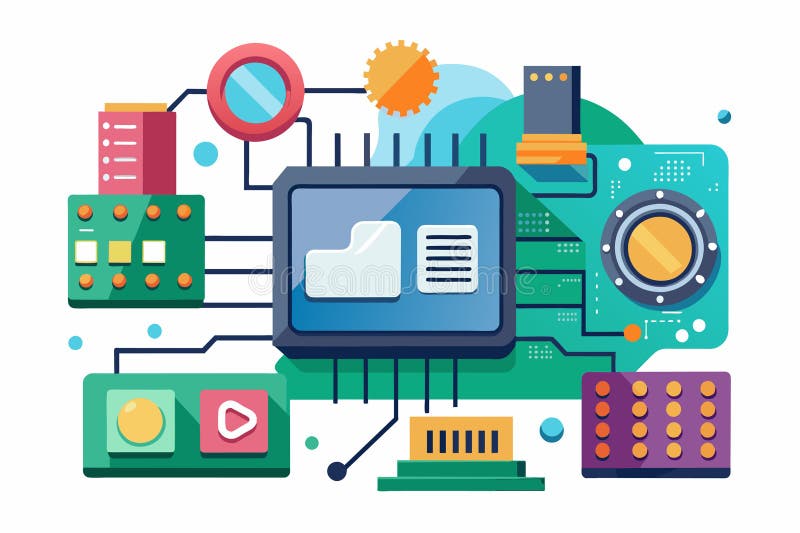 A Computer Processor is Surrounded by Various Electronic Components in ...