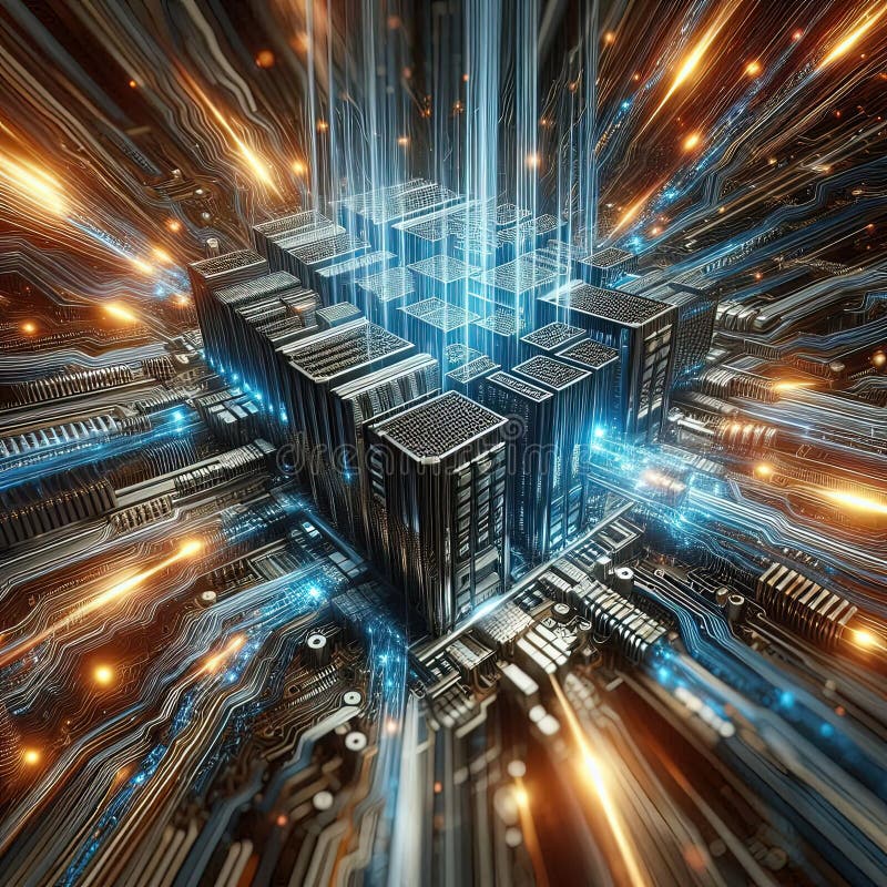 Computer Processor is Transferring Data with Light Speed Connections Stock Image - Image of ...