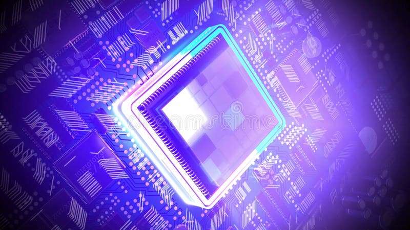 Computer Processor in Ultraviolet Color Palette Stock Footage - Video ...