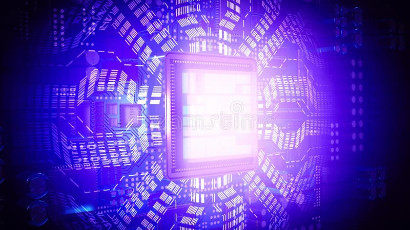 Computer Processor in Ultraviolet Color Palette Stock Footage - Video ...