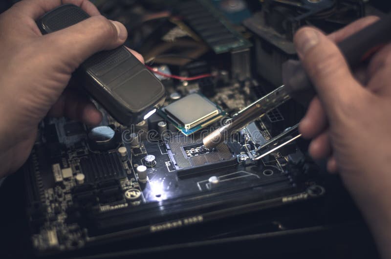 Computer Processor, Work with Cpu Socket. Stock Image - Image of ...