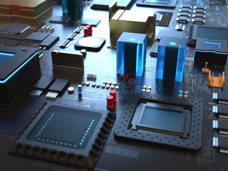 Computer Processors Close Up. 3d Render on the Topic Stock Illustration ...