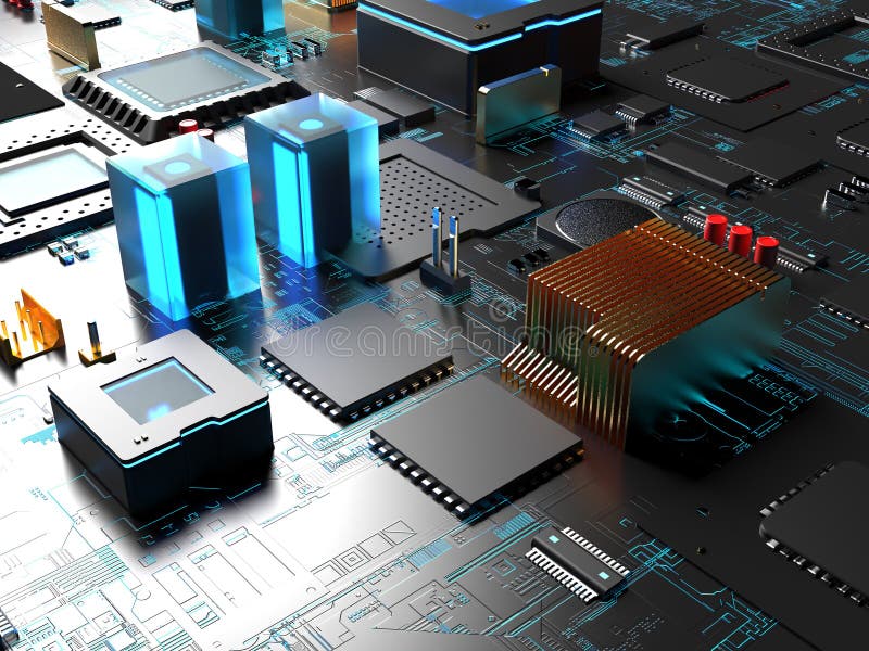 Computer Processors Close Up. 3d Render on the Topic Stock Illustration ...