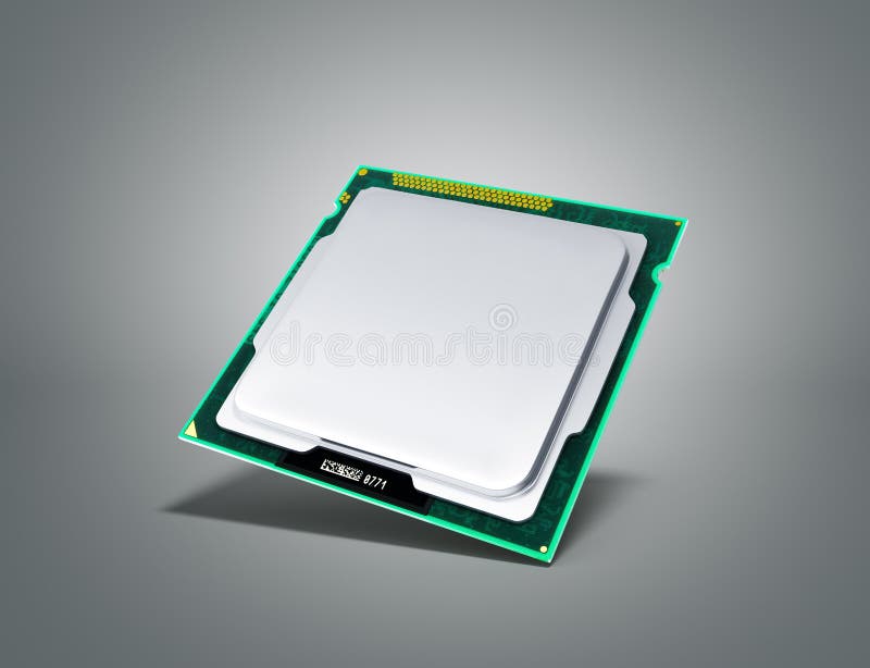 Computer Processors CPU High Resolution 3d Render on Grey Stock ...