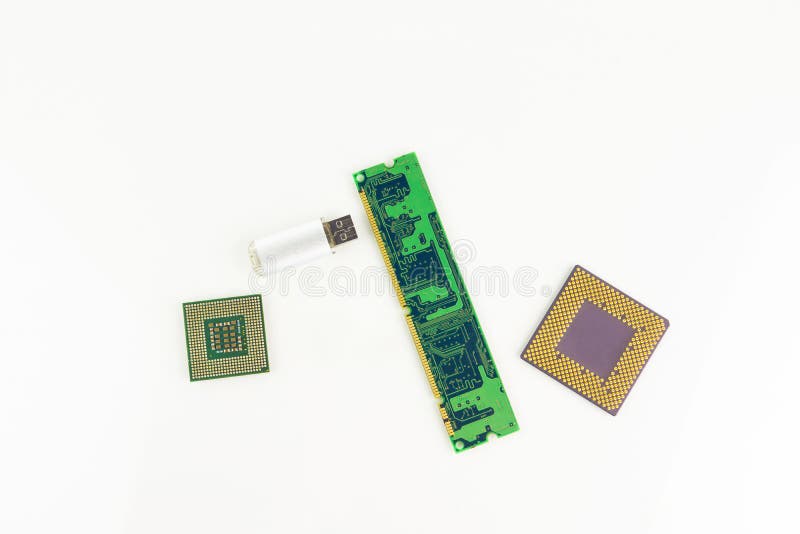 Computer Processors, RAM Chip and Portable Memory Stick Stock Image ...