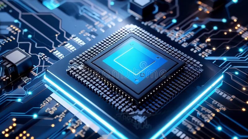 Cpu Processing Data on Motherboard with Blue Lights Stock Video - Video of digital, computer ...