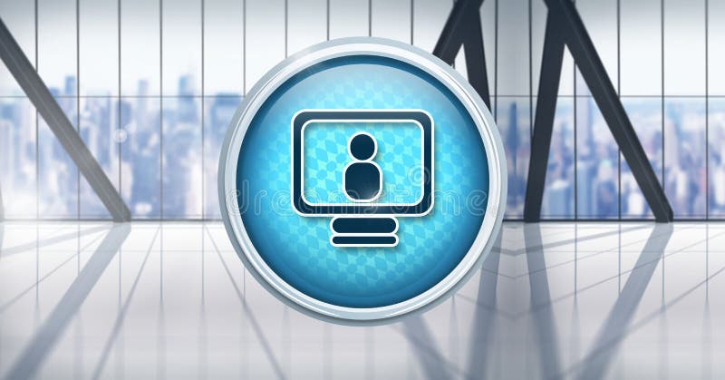 Computer Profile Icon in City Office Stock Illustration - Illustration ...
