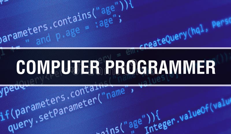 Computer Programmer With Binary Code Digital Technology Background