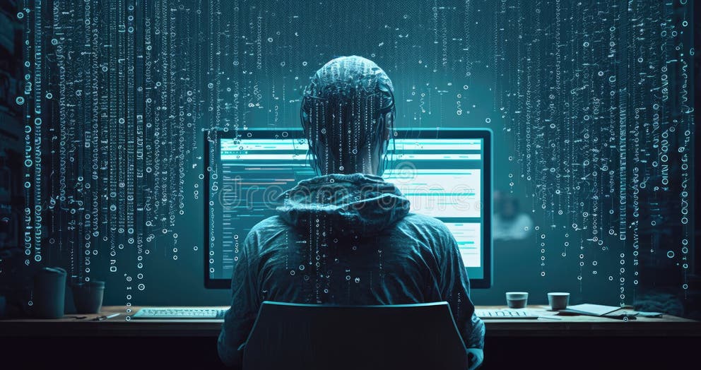 A Computer Programmer Sitting at Their Desk, Immersed in Lines of ...