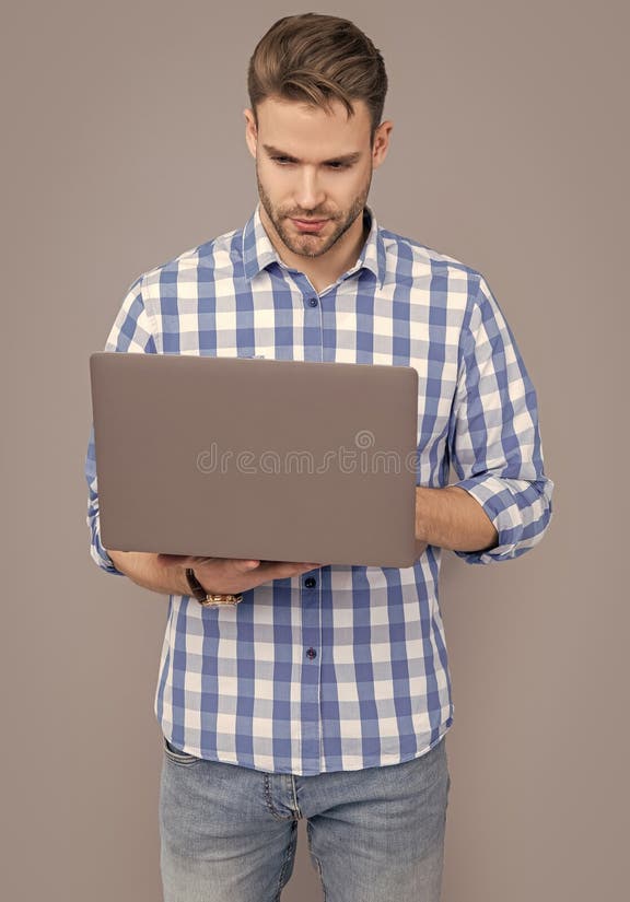 Computer Programmer Studio. Software Developer Using Laptop Computer ...