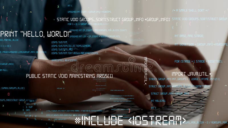 Computer Programmer Uses Capable Laptop Computer To Develop Programming 9605
