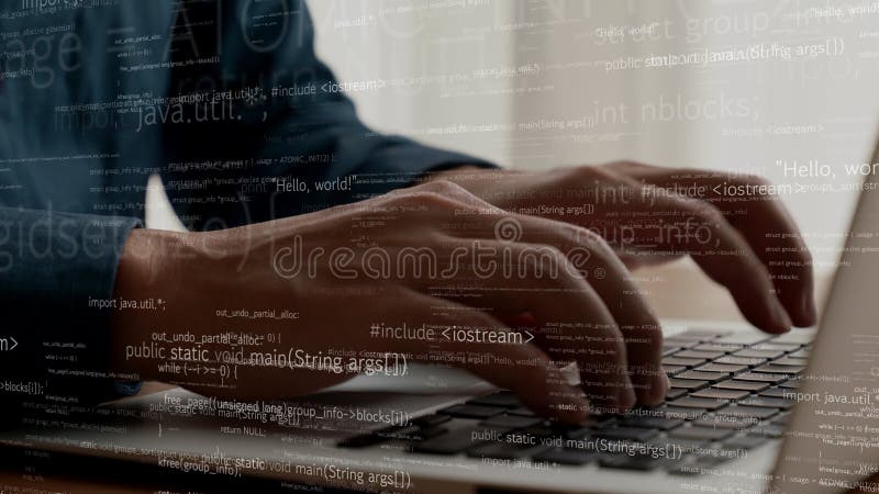 Computer Programmer Uses Capable Laptop Computer To Develop Programming ...