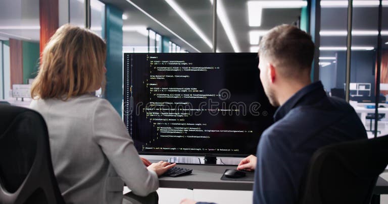 Computer Programmer Using Development Software Stock Image - Image of headphones, desktop: 309491127